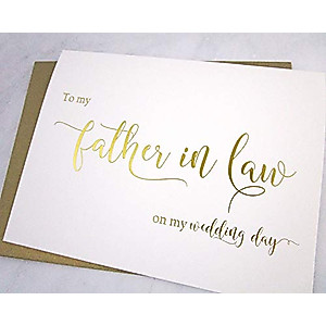 Set of 2 Gold Foil Wedding Day Cards with Gold Shimmer Envelopes, To My Mother in Law on my Wedding Day Card, To My Father in Law on my Wedding Day Card
