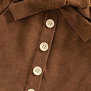Mubineo Toddler Baby Girl Basic Plain Corduroy Button Skirt Casual Mini Skirts with Belt (Brown, 4T)
