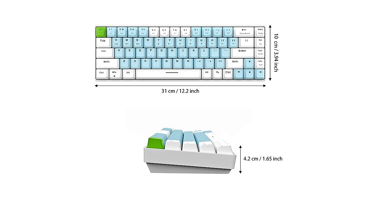 Qisan Wireless Mechanical Gaming Keyboard – Compact 68 Keys, Blue ...