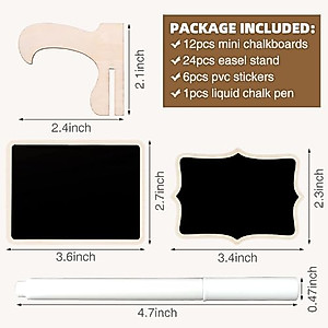 JEFURE 24 Pack Small Chalkboard Labels with Easel Stand, Mini Chalkboard Signs, Wooden Blackboard for Table Numbers, Food Signs, Wedding Signs, Place Cards and Event Decoration, with 1 Liquid Chalk