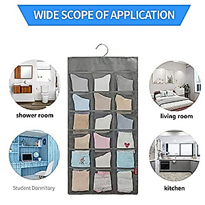 Evealyn Hanging Organizer Underwear Storage Bag 2 Packs, with Mesh Pockets,Rotating Metal Hanger Double Side Socks Underwear Storage Bag 24 Pocket (Gray)