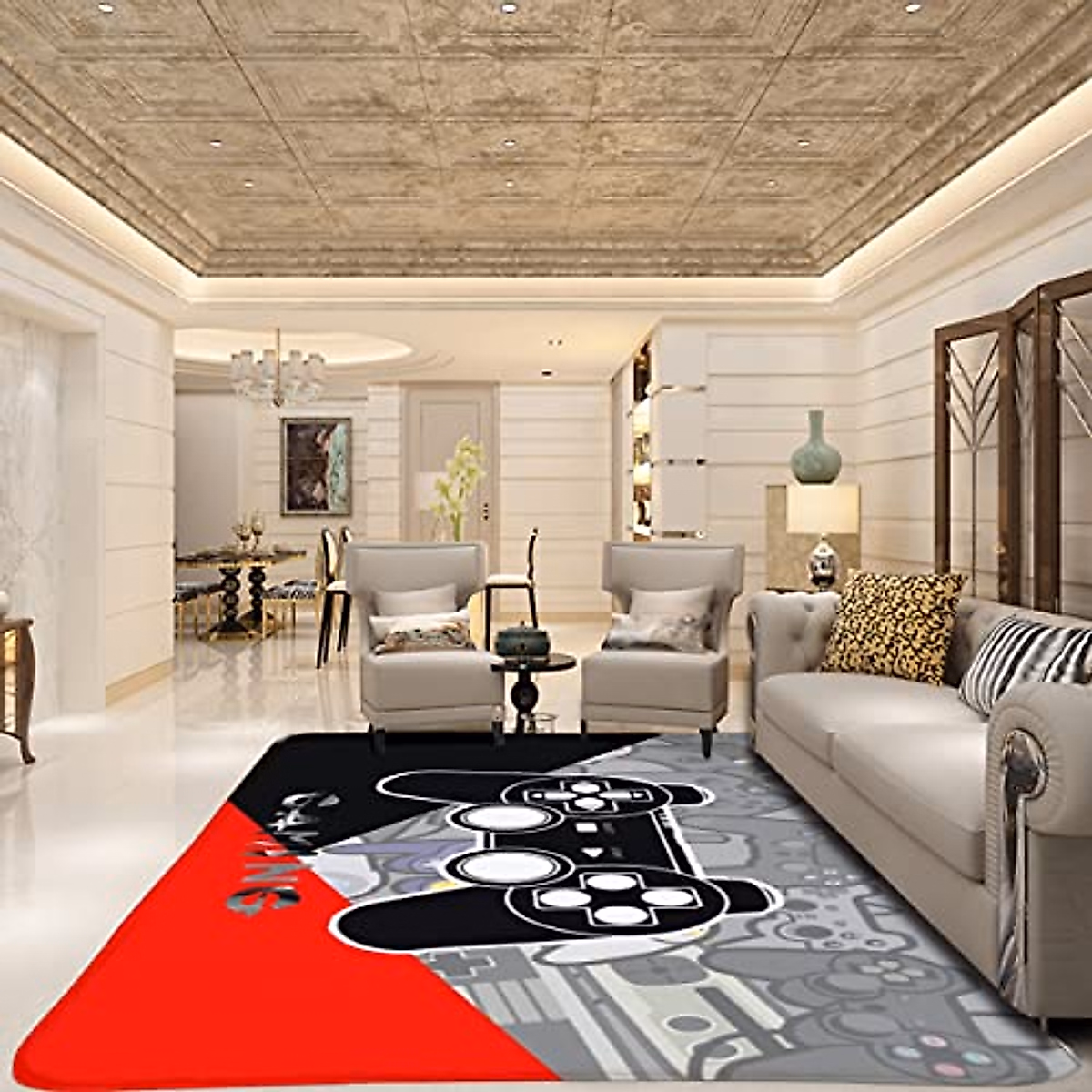 3D Gamer Carpet Decor Large Game Area Rugs Game Printed Living Room Mat Bedroom Controller Player Boys Gifts Home Non-Slip Crystal Floor Polyester Mat 59x79inches