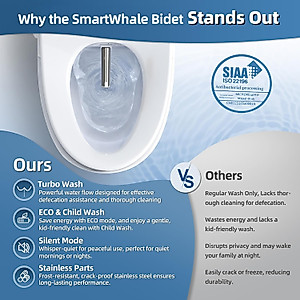 Electric Bidet Toilet Seat, Heated Toilet Seat Elongated with Instant Warm Water & Dryer, Feminine & Front Rear Wash, Wireless Remote, Self-Clean Nozzle, Slow Close Lid, Upgraded Silent ECO Child Mode