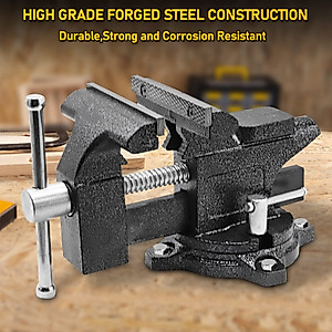 Bench Vise, 4-1/2" Heavy Duty Bench Vice, Vice for Workbench - Multi-jaw with Swivel Base - Table Vise with Anvil, Forged Steel Bench Pipe Home Vise for Woodworking,Home Workshop and DIY Jobs