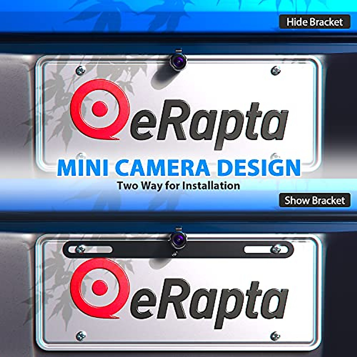 HD 720P eRapta ERT02 Backup Camera Front Rear View License Plate Reverse Universal for Pickup Truck Car SUV 149° Perfect Angle Night Vision Mirror Function Waterproof
