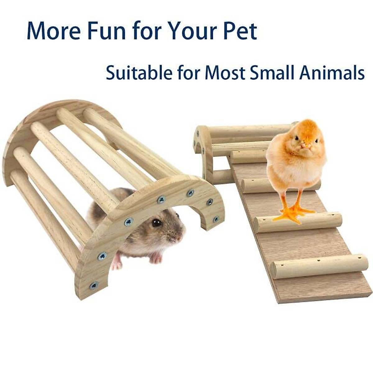 CooShou Chicken Perch Chicken Toys Chicken Roosting Bar Chick Jungle Gym Wooden Arch Bridge Platform Stand Ladder 3in1 Climbing Ramp Toys for Chick Hamsters Gerbils Mice Rodent and Small Animals