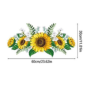 Sunflowers Wall Decal with 12 PCS 3D Colorful Butterfly Wall Stickers for Nursery Bedroom Bathroom Kitchen, Removable Yellow Flower Mural DIY Wall Art Decor Home Decorations for Living Room