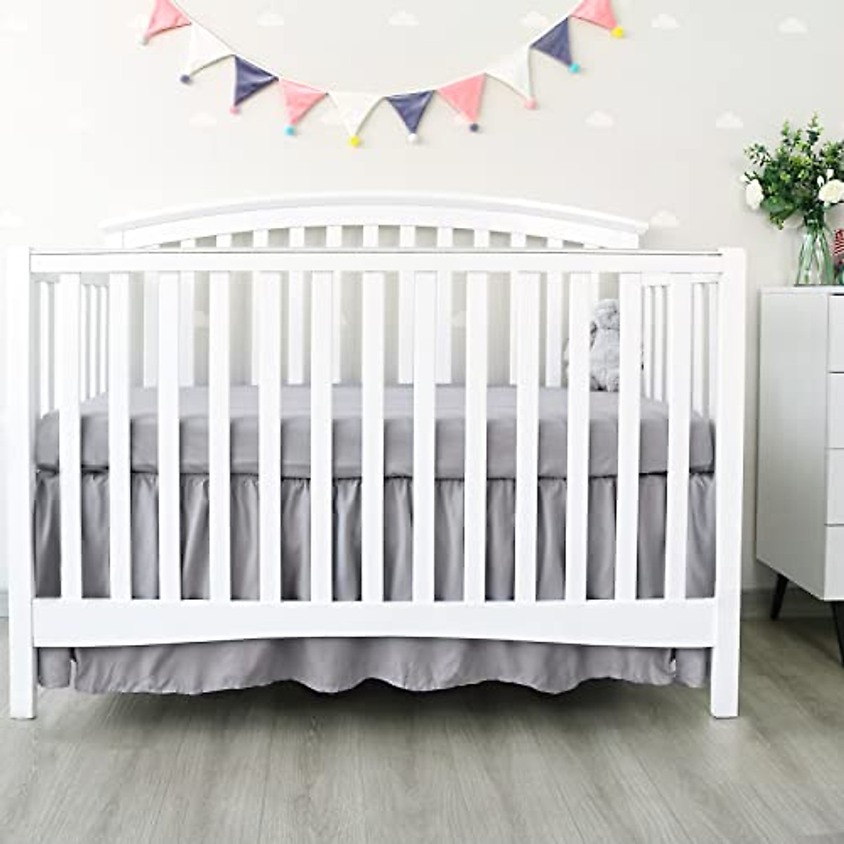 Waterproof Crib Mattress Protector & Crib Skirt [Light Grey]