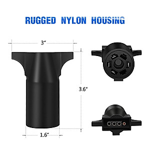 Nilight 7-Way to 4-Way Flat Blade Trailer Adapter Waterproof Rugged Nylon Housing 7-pin to 4-pin Trailer Wiring Adapter