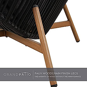 Grand patio Outdoor & Indoor Egg Chair, PE Rope Open Weave Stationary Conversation Chair Oversized Egg Basket Lounger Chair with Stand for Front Porch, Backyard, Living Room(Dark Grey, 1PC)