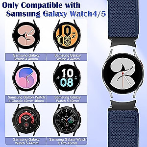 Compatible with Samsung Galaxy Watch 5 40mm 44m /Galaxy Watch 4 Band 40mm 44m/Watch 5 Pro Band 45mm/Watch 4 Classic Strap 42mm 46mm, 20mm Soft Elastic Wristband Women Men (5 Pack)