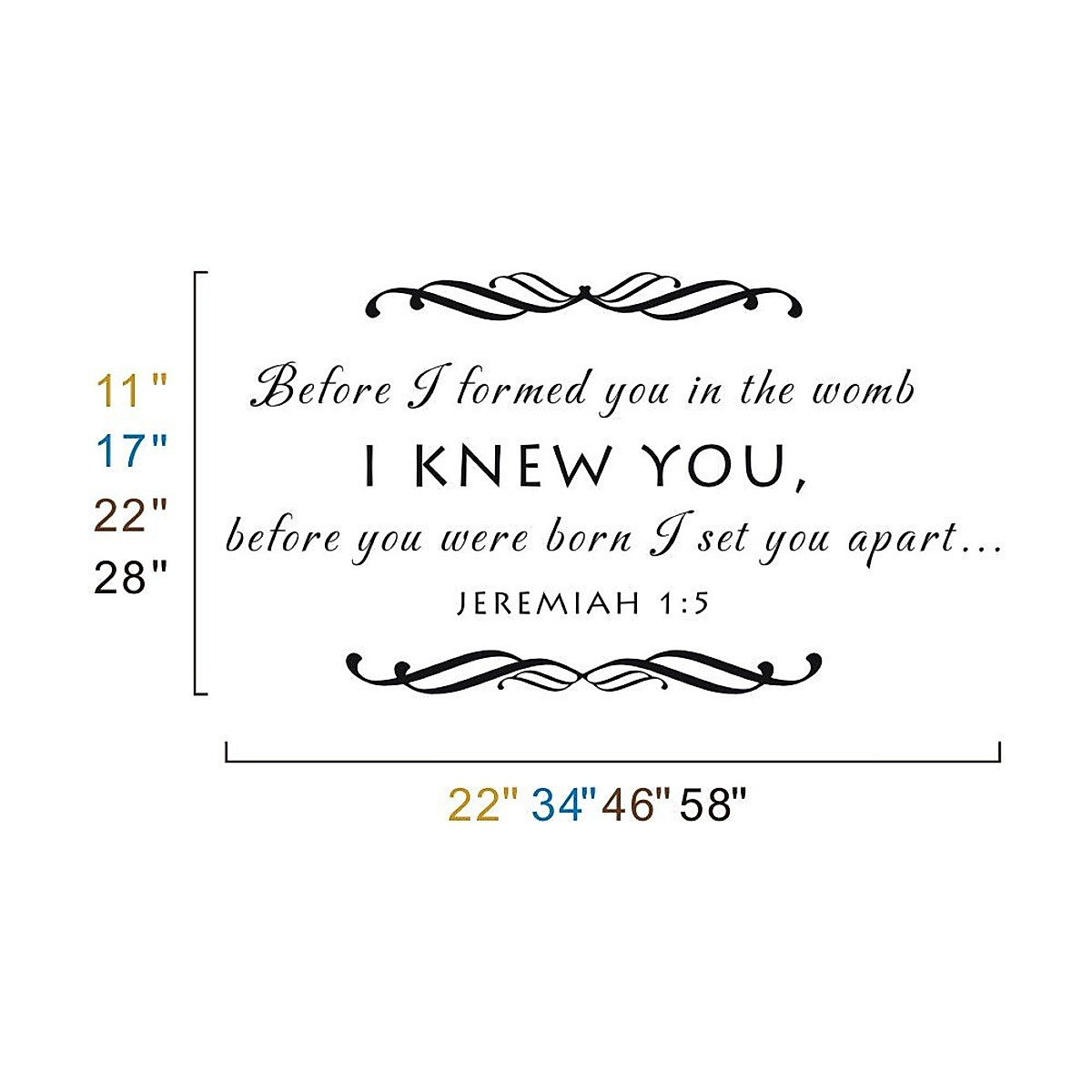 Baby Nursery Wall Decal - Before I Formed You in The Womb Christian Scripture Wall Decal (Brown, X-Large)