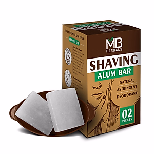 MB Herbals Shaving Alum Block 3.5 oz x 2 Pcs | Pack of 2 Alum Blocks 100G Each | Potassium Shaving Alum Block Bar 3.5 oz x 2 | No Fragrance | Stops Bleeding Minor Nicks Cuts After Shave