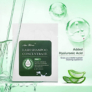 Lash Shampoo Concentrate 5ml*5 Lash Cleanser for Extensions Update Prolong Lash Concentrate Non-irritation Eyelash Shampoo for Salon-Better Eyelash Cleaning Care Experience, Aloe