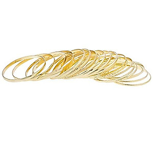 LUX ACCESSORIES Gold Tone Multi Textured and Smooth Aztec Bangle Set