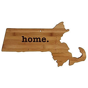 Massachusetts State Shaped Bamboo Wood Cutting Board Engraved home. Personalized For New Family Home Housewarming Wedding Moving Gift