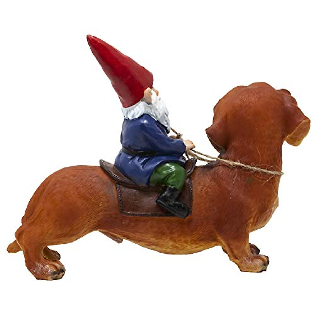 Funny Guy Mugs Gnome and a Dachshund Garden Gnome Statue- Indoor/Outdoor Garden Gnome Sculpture for Patio, Yard or Lawn