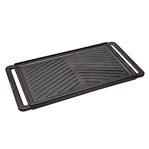 Cuisinart CCP-2000 Reversible Cast Iron Grill & Griddle Cookware Plate, Ribbed Grill & Smooth Flat Top Griddle, Black