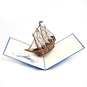 Liif Set Sail Ship 3D Greeting Fathers Day Pop Up Card For All Occasions, Congratulations, Fathers Day Card, Graduations, Retirement Card, Get Well