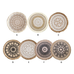 15 Inch Boho Tassels Round Placemats, HEILA Table Mats Set of 4 Jute Weave Heat Proof Washable Circle Kitchen Placemats for Table Dinner Wedding Home Decoration