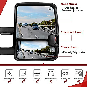 YITAMOTOR Towing Mirrors Compatible with 2003-2006 Chevy Silverado GMC Sierra (07 Classic Models), 03-06 Tahoe Suburban Avalanche Escalade Power Heated LED Arrow Turn Signals Lights Chrome