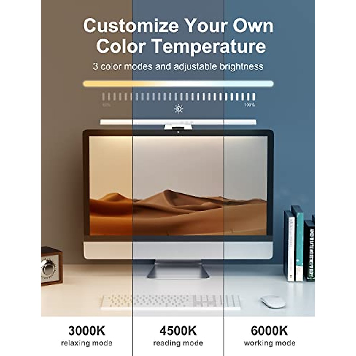 Kaulsoue Monitor Light Bar, Ultra-Wide 19.69" Screen Light Bar with Touch Control, Eye Care Monitor Lamp with 3 Color Modes, No Glare, USB Powered LED Desk Lamp for Office/Home/Study Room