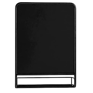 First of a Kind Rectangular Bathroom and Pharmacy Metal Wall Mirror with Shelf in Jet Black, Perfect for a Small Bathroom or Office Space