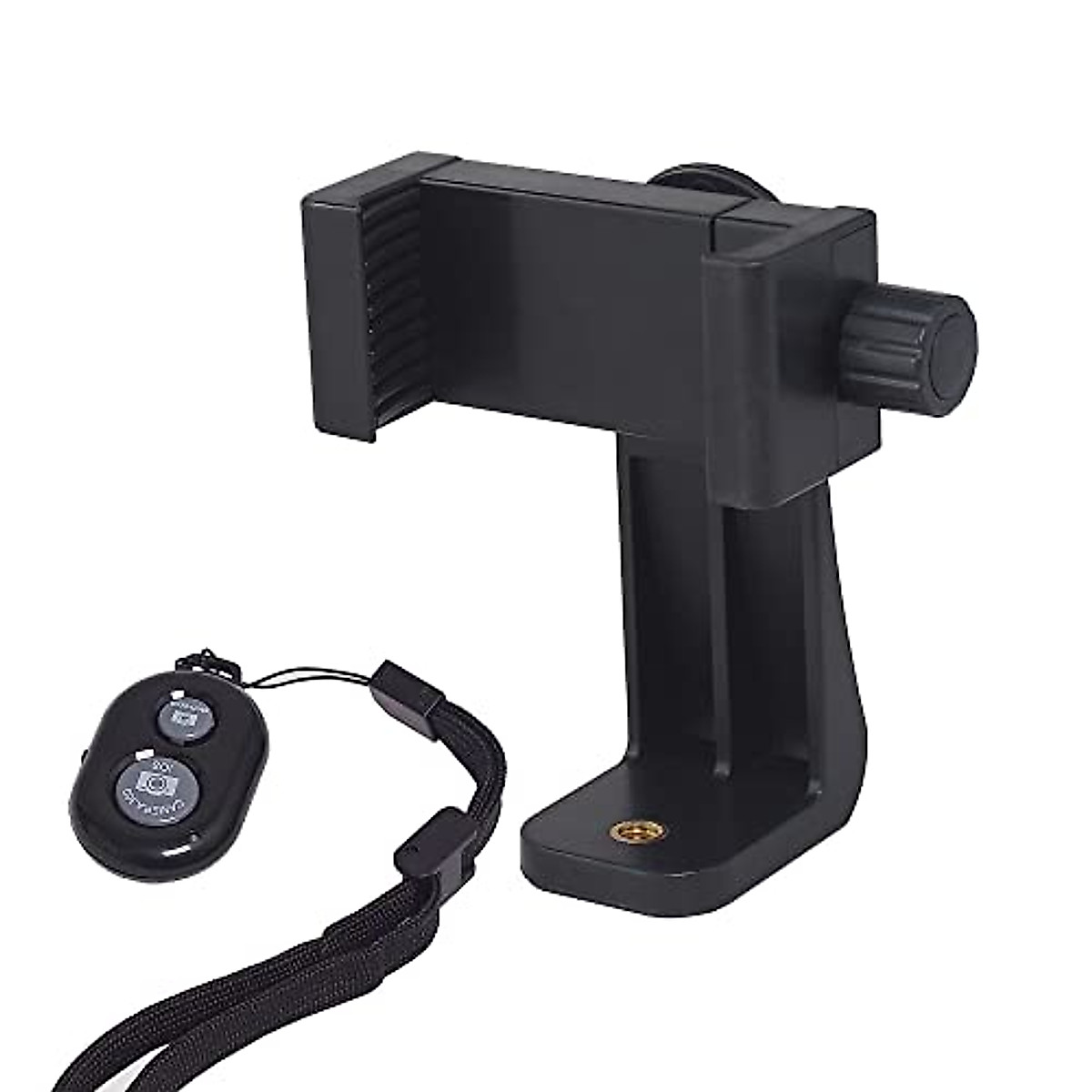 Phone Tripod Mount Adapter & Smartphone Remote Controller, Ruittos Smartphone Selfies Stick Holder Clip Compatible with iPhone Samsung and All Cell Phones, Rotates Vertical Horizontal Adjustable Clamp