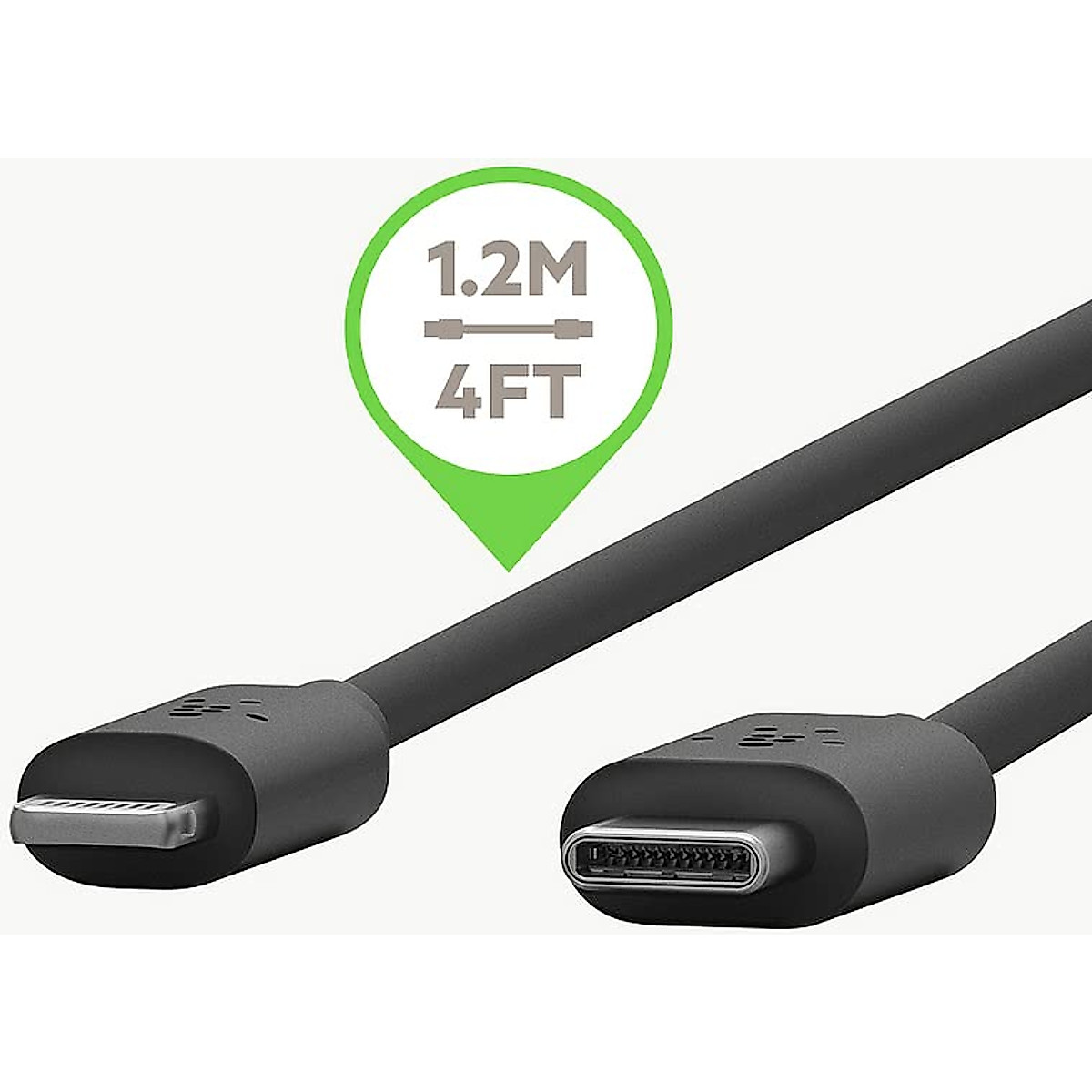 Belkin USB-C to Lightning Cable (4ft Fast Charging iPhone USB-C Cable for iPhone 11, 11 Pro, 11 Pro Max, XS, XS Max, XR, X, MacBook, iPad and more, Apple MFi-Certified), Black (F8J239bt04-BLK)