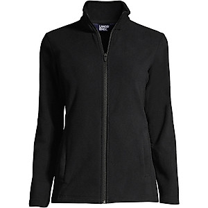 Lands' End Womens Full Zip Fleece Jacket Black Regular Large