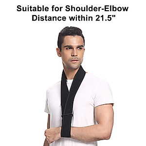 supregear Arm Sling, Lightweight Neck Support Collar Immobilizer Simple Arm Sling Breathable Shoulder Support for Men Women (Black, Standard)