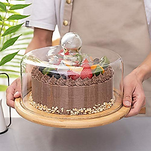 Cake Stand with Dome, Display Cake Stand Serving Platter Snack Tray Round Dessert Plate Tray for Baking Wedding Party (21 * 21 * 15.7cm)