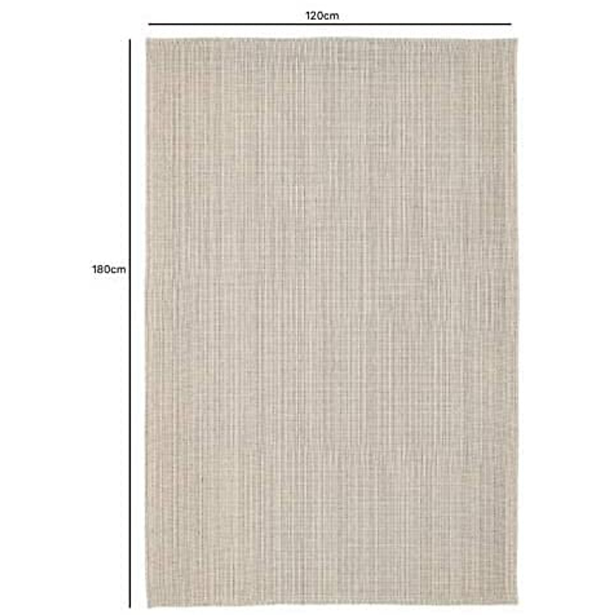 Large Flatweave Tiphede Rug, Scandi/Jute Style Hardwearing Living Room Décor, Off White/Black Weave Pattern Cotton - 3'11" x 5'11" / 120 x 180 cm