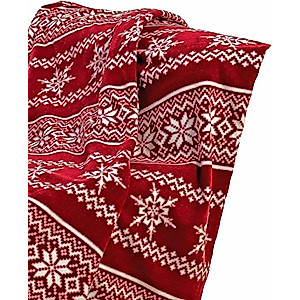 Celebright Christmas Fleece Throw - Large 50 x 60 Inch (127 x 152cm) Fluffy Microfiber Blanket Throw Over for Bed, Sofa, Couch - Plush Snuggly Cosy Winter Warmer - Scandi Nordic Red