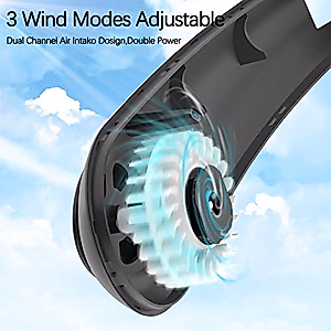 Nopligen Portable Neck Fans, Hands Free Bladeless Fan 4000 mAh Battery Operated Wearable Fan 3 Speeds Rechargeable Leafless Ultra-Quiet for Travel Outdoor (Black)