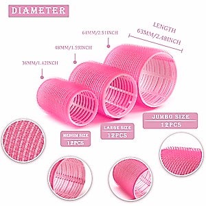 Velcro Jumbo Rollers Set for Volume and Curls - 47Pcs with 3 Sizes (Large, Medium, Small), Roller Clips, and Comb for All Hair Types and Lengths