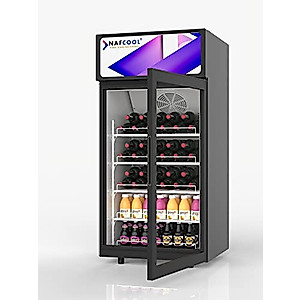 NAFCOOL Sub Zero Commercial Beverage Refrigerator Cooler, 3 Cu Ft Mini Small Undercounter Countertable Refrigerator Drink Display Fridge with Glass Door Home or Sale Used,ETL & NSF Approval, 20" Wide