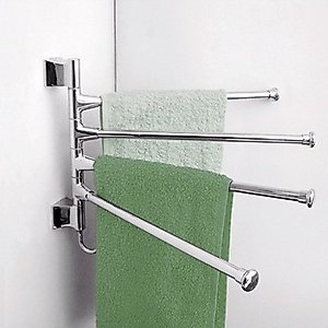 Vktech Wall-Mounted Swing 4-Arm Kitchen Towel Rack,Stainless Steel