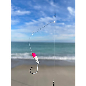 6 Pack 'Coquina Shells' Pompano Surf Fishing Rigs (25# Mono Pro-Tec Coated)