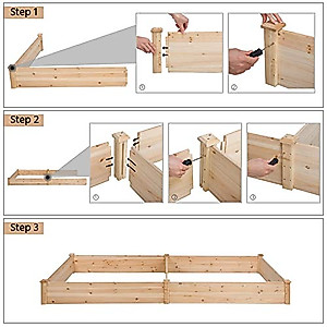 Yaheetech 8×4ft Wooden Horticulture Raised Garden Bed Divisible Elevated Planting Planter Box for Flowers/Vegetables/Herbs in Backyard/Patio Outdoor, Natural Wood, 93 x 48 x 10in