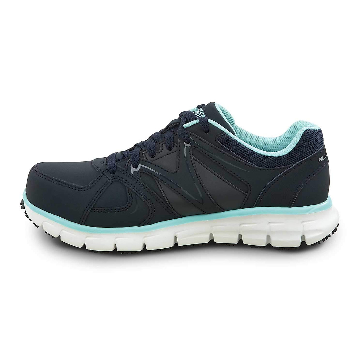 Skechers Work Jackie - Women's, Navy/Aqua, Aluminum Alloy Toe, EH, Athletic (9.0 M)