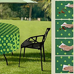 Abstract Green Pattern Round Outdoor Tablecloth,Round Table Cloth Washable Water Resistance Tablecloth with Umbrella Hole Zippered,for Patio Garden Tabletop Decor(72" Round,Forest Green Lime Green)