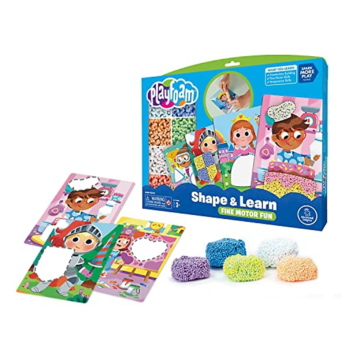 Educational Insights Playfoam Shape & Learn Character Cards, Build Vocabulary & Fine Motor Skills with a Sensory Toy, Ages 3+