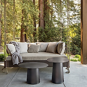 ALOADECOR W24 in. Small Black Round Coffee Table Contemporary Coffee Table Metal Single Circle Coffee Table for Living Room Modern Concrete Coffee Table for Bedroom