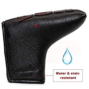 Barudan Golf Black Putter Headcover Covers Cover for Blade Style Putters, Magnetic USA Flag Blade Putter Headcovers with Magnet for Men