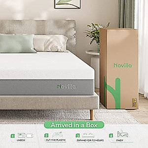 Novilla Queen Mattress, 10 Inch Gel Memory Foam Mattress for Enhanced Support & Motion Isolation, Medium Firm Bed Mattress in a Box-Vibrant