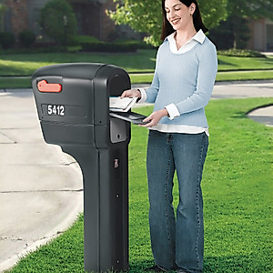 Step2 MailMaster Plus Mailbox & Post, Weather Resistant, Large Outdoor Mailboxes, Made of Durable Plastic, Easy to Install, Flag Included, Black