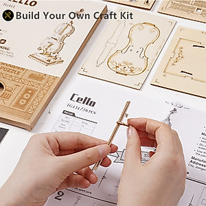 ROBOTIME Kids Wood Craft Building Kits 3D Wooden Puzzle Toy DIY Cello Model Kits to Build Brain Teaser Toys for Girls