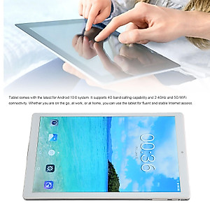 DAUERHAFT 10.1 Inch HD Tablet, Front 5MP, Rear 8MP, US Plug, 100‑240V, 6000mAh, Fast Charge for Study and Work (Silver)