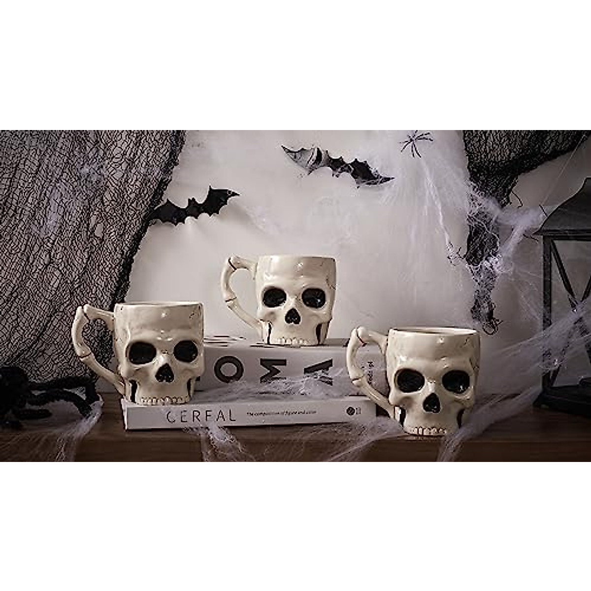 Bico Halloween Skull Ceramic 16oz Mugs, for coffee, tea, hot chocolate, Microwave and Dishwasher Safe